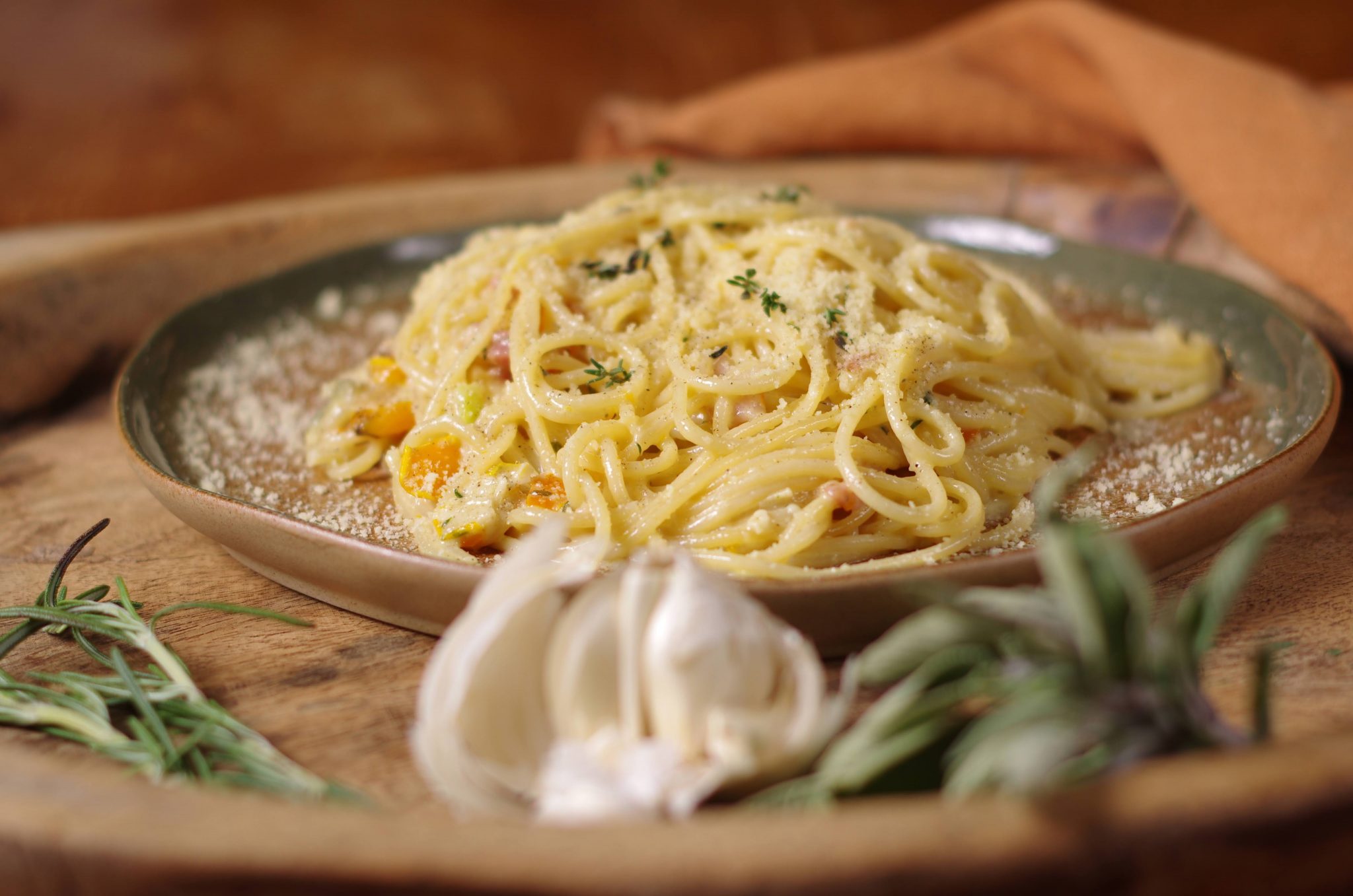 Pasta met spekjes, Stilton en camembert - Leven als god in Frankrijk